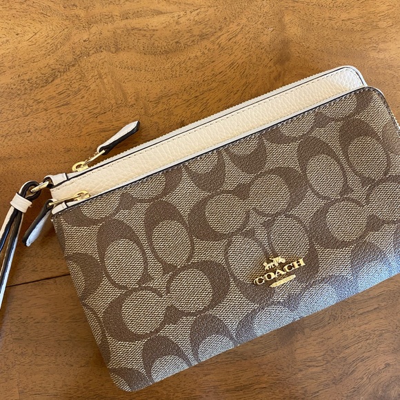 Coach | Bags | Coach Double Zip Wallet In Signature Canvas | Poshmark